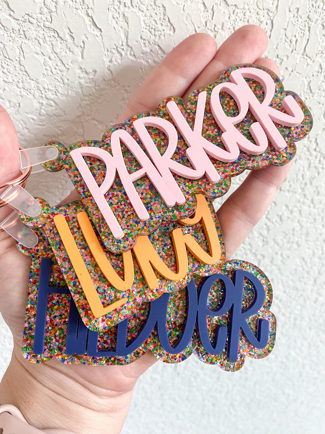 Confetti Acrylic Keychain | Personalized Acrylic Name Tag | Backpack ...