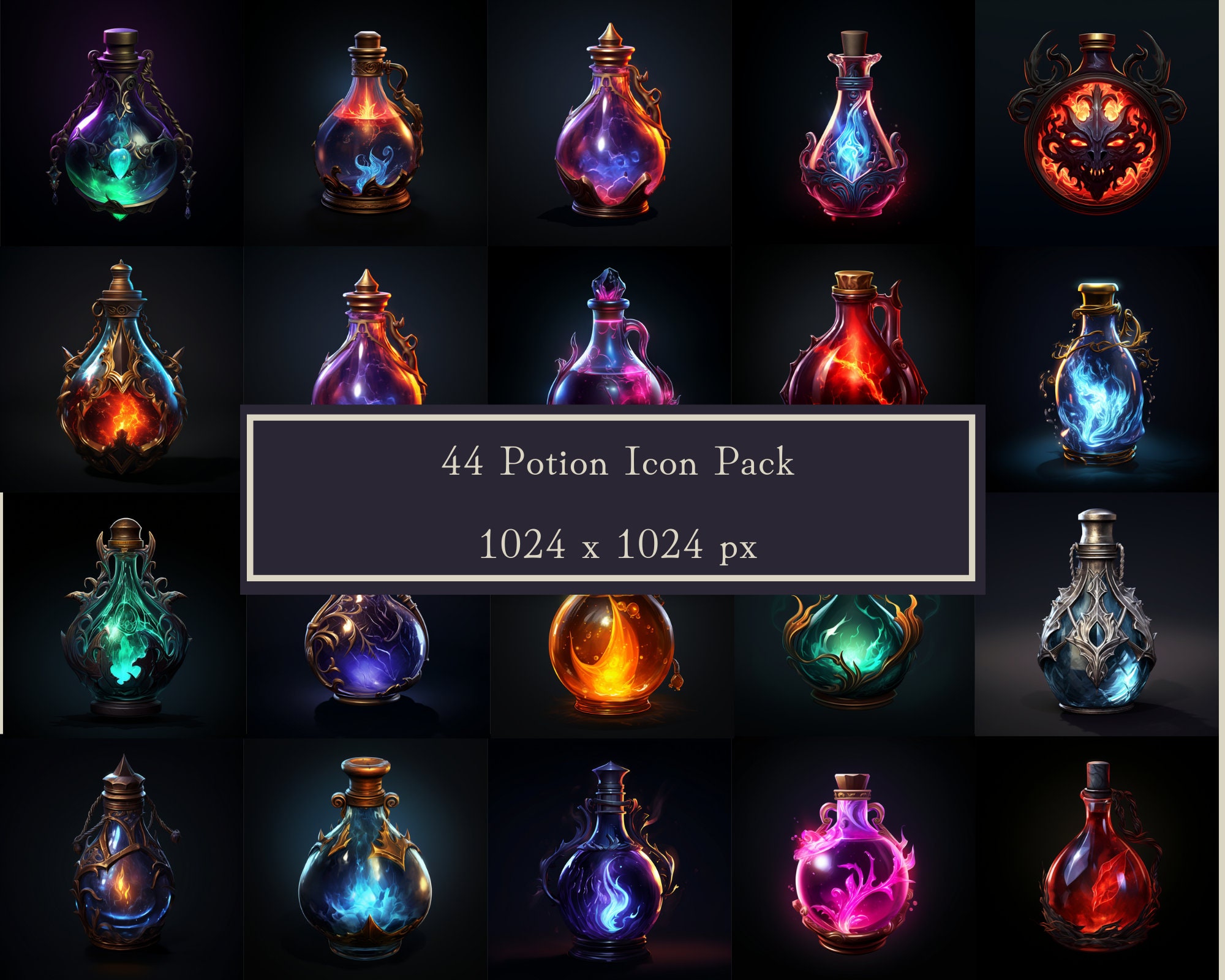 Potion Icon Pack, RPG, Dnd, Video Games, Tabletop, Pen and Paper - Etsy