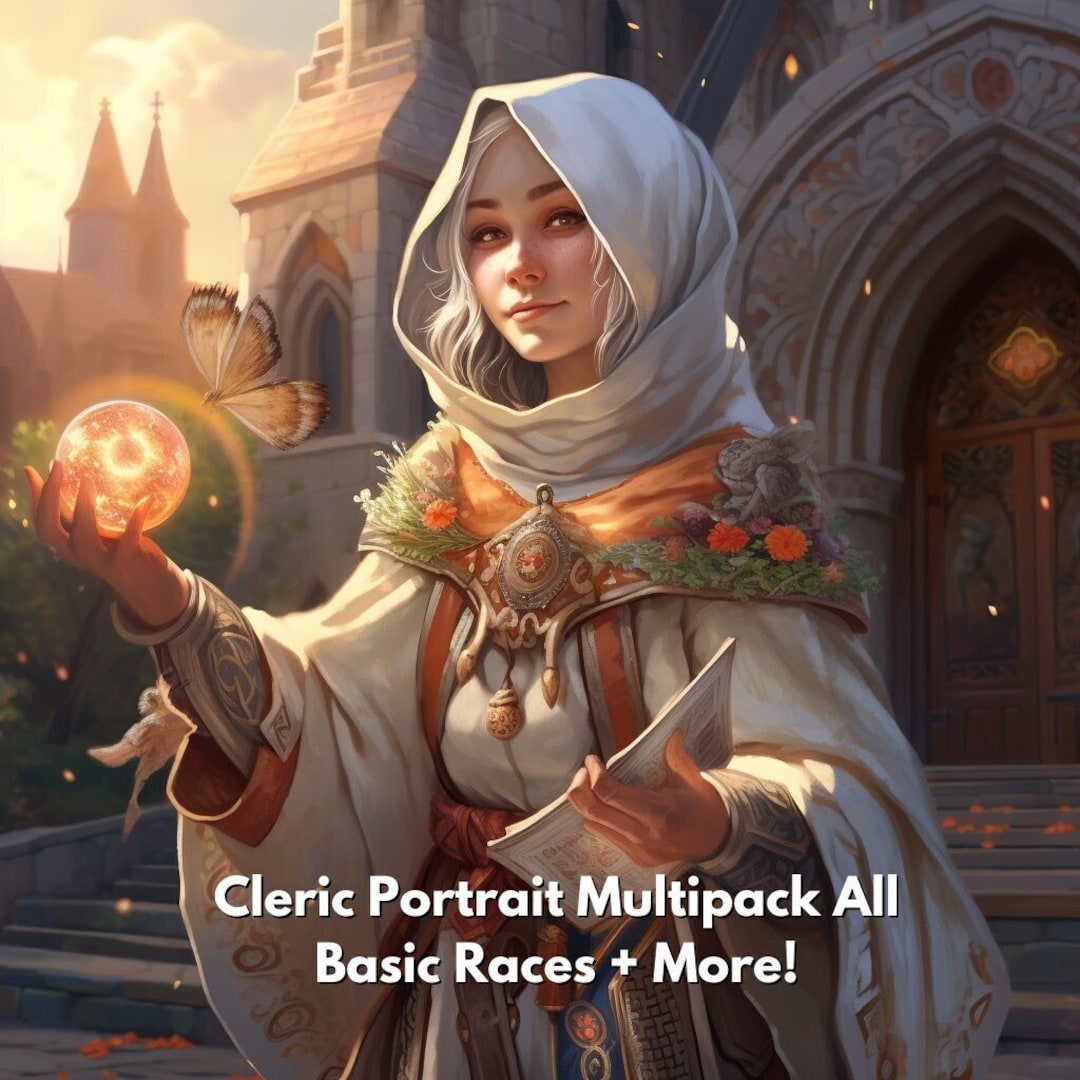 Dnd Cleric Portrait Tokens Bundle All Basic Races And More Tabletop Rpg Fantasy Characters