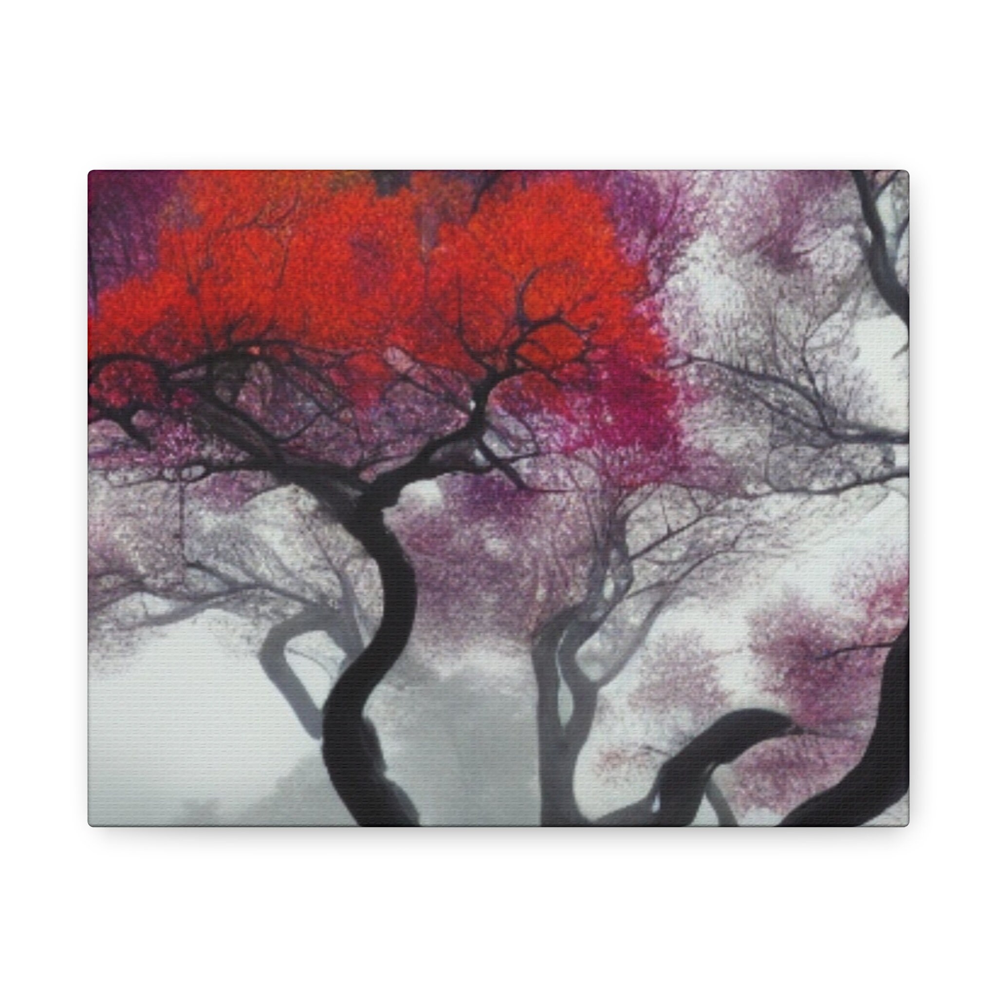 Red Forest, Art Print of Pink and Red Leaves, Canvas Print, Beautiful ...