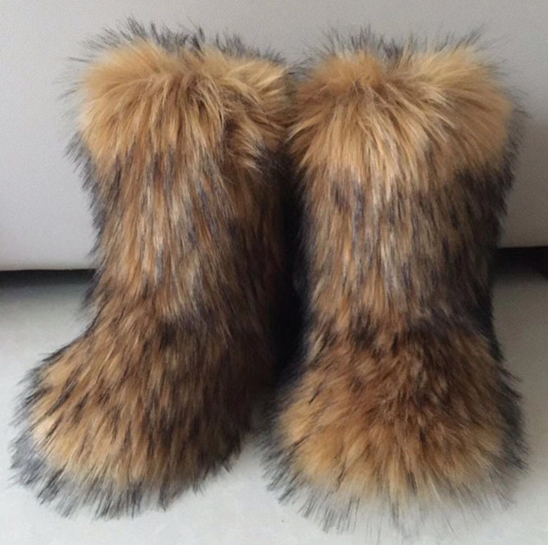 Y2K Furry Mid Rise Boots - Etsy