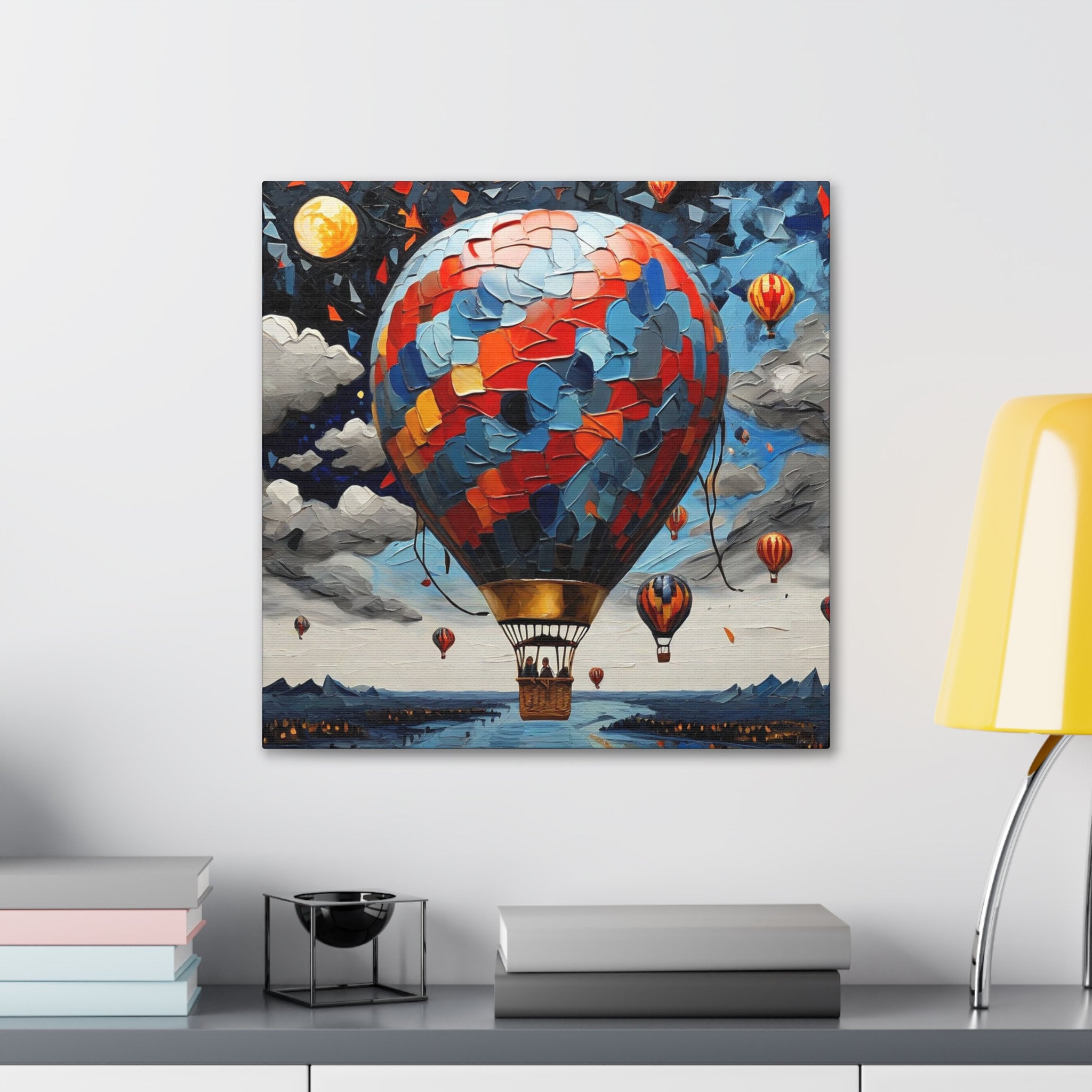Hot Air Balloon Canvas Wall Art, Finger Paint Style Wall Décor, Balloon ...
