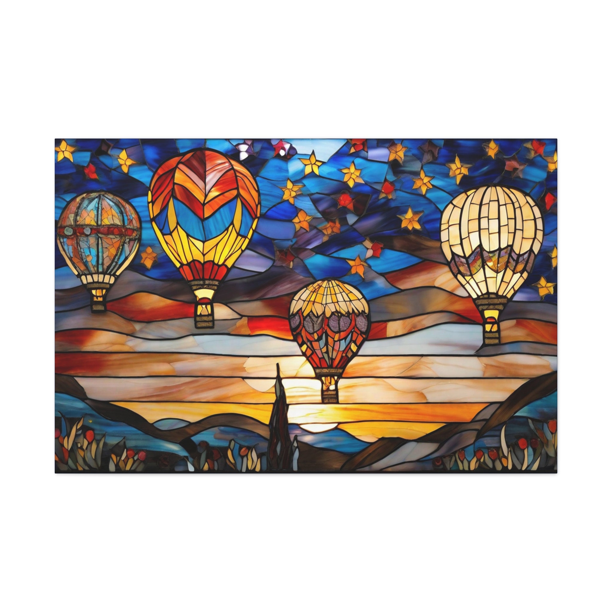 Hot Air Balloon Canvas Wrap, Stained Glass Canvas Wrap, Hot Air Balloon ...