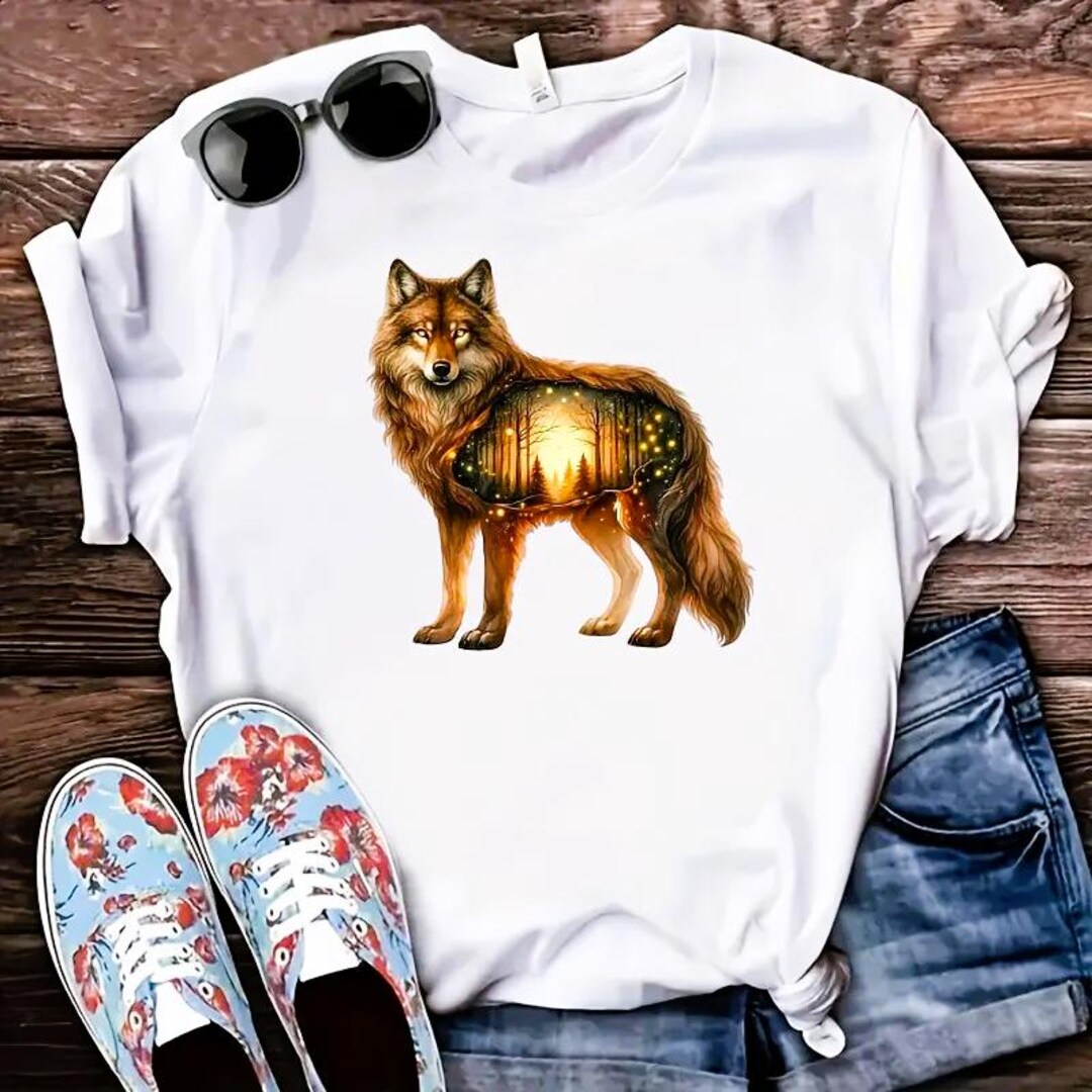 Wolf Stomach Forest Graphic T-shirt - Wolf Lover Gift - Etsy