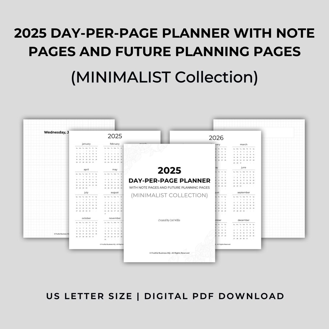 2025 Day-per-page Planner With Note Pages and Future Planning Pages ...