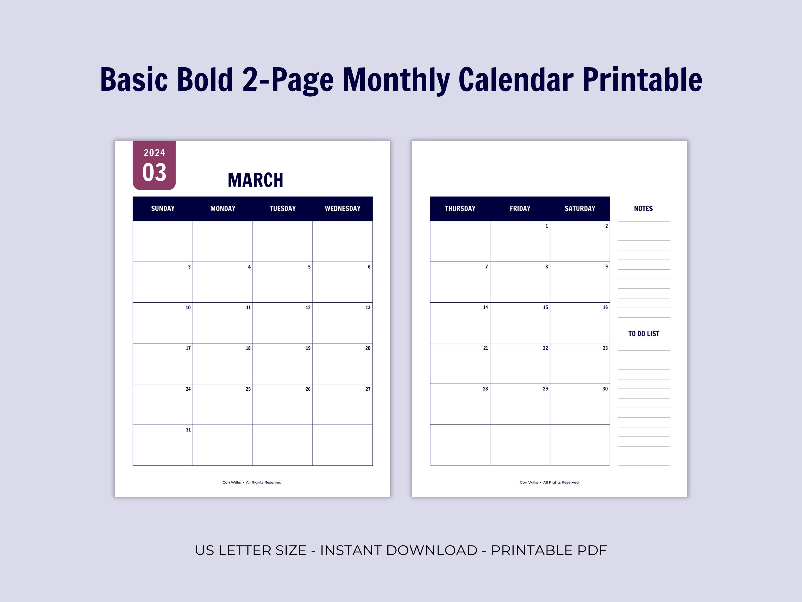 BOLD Calendar Printables Bundle: 2024 & Monthly Calendars - Etsy Canada