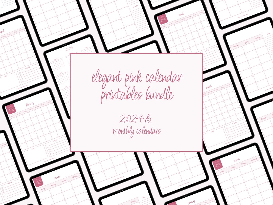 Rouge Calendar Printables Bundle: 2024 & Monthly Calendars - Etsy