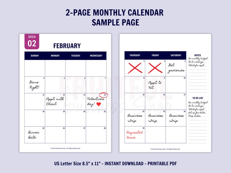 BOLD Calendar Printables Bundle: 2024 & Monthly Calendars With Note ...