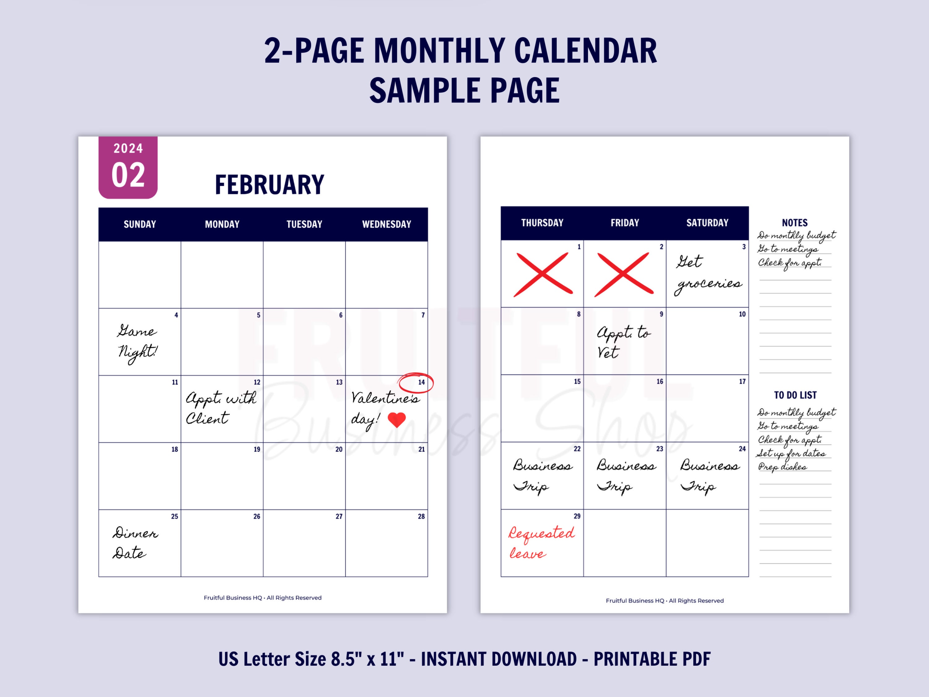 BOLD Calendar Printables Bundle: 2024 & Monthly Calendars With Note ...