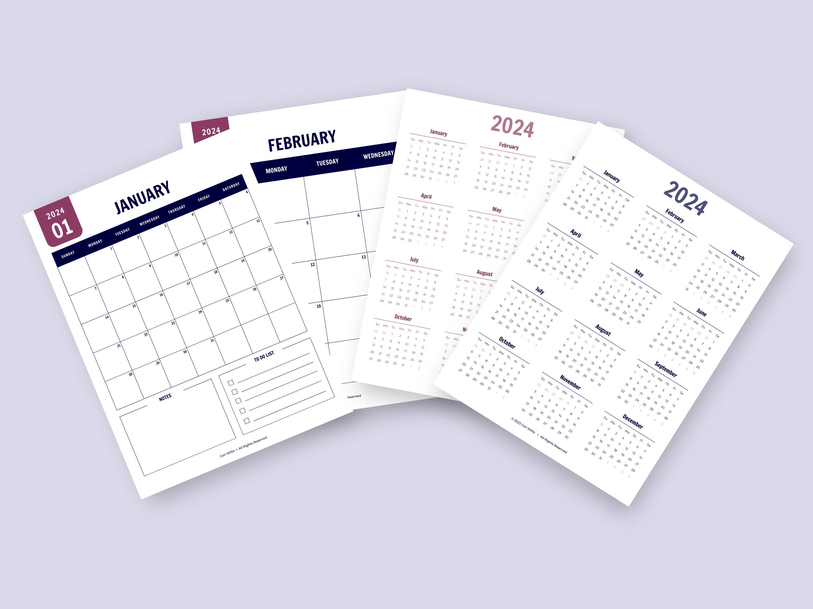 BOLD Calendar Printables Bundle: 2024 & Monthly Calendars - Etsy Canada