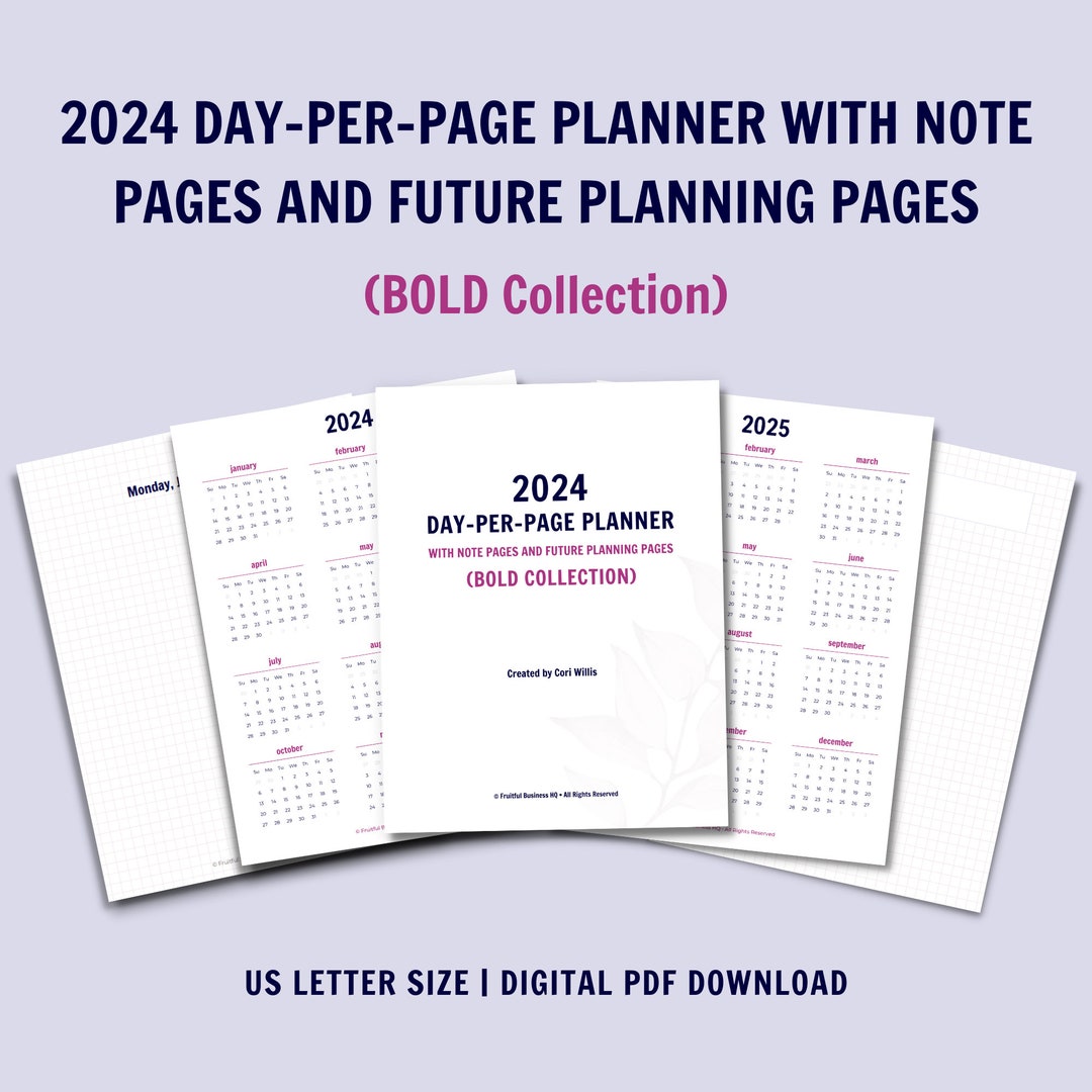 2024 Day-per-page Planner With Note Pages and Future Planning Pages ...