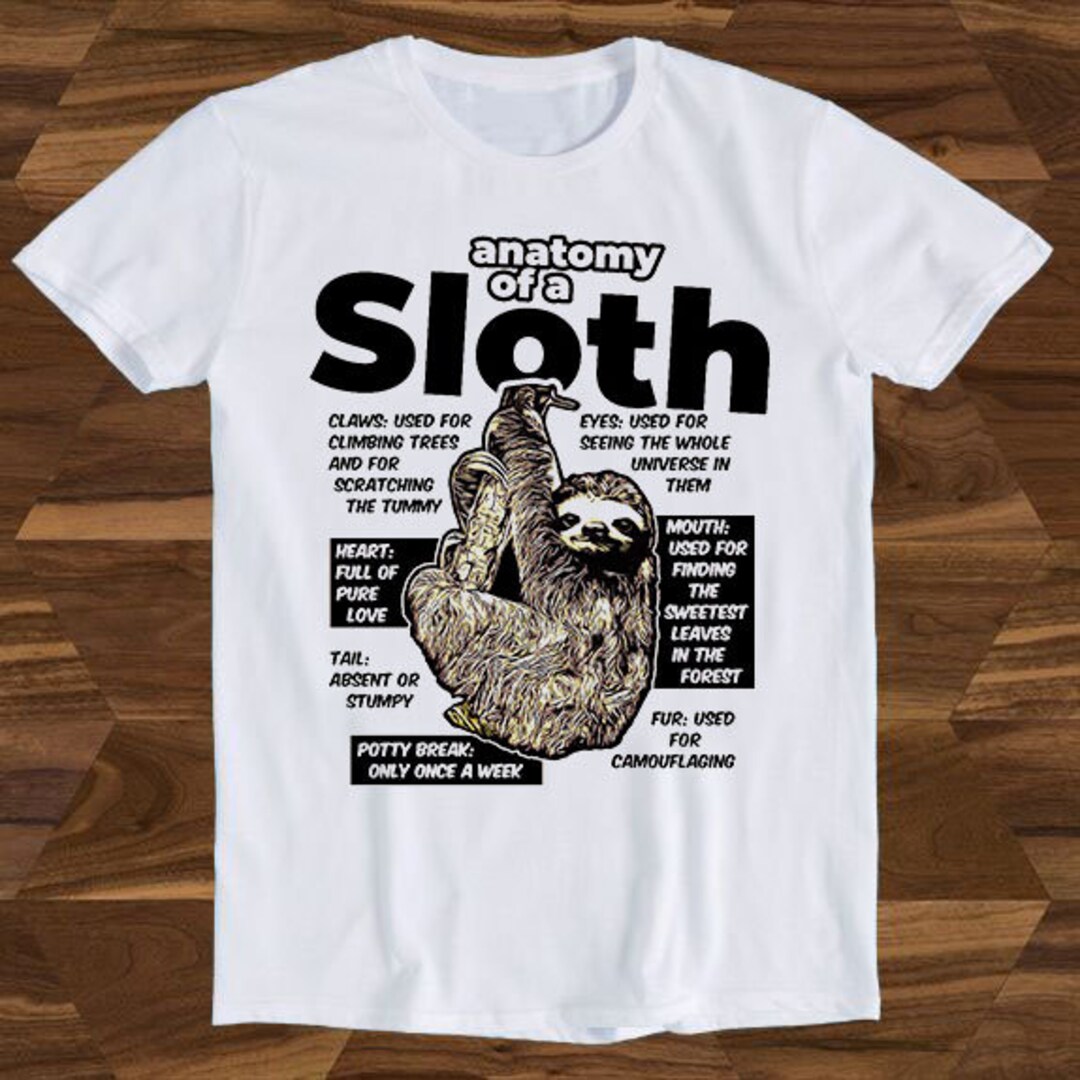 Anatomy of A Sloth Funny Animal Game Gamer Slogan Joke Parody Hilarious ...