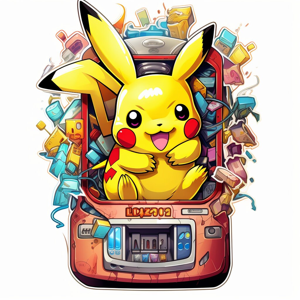 Pikachu Transparent Grabber Machine Sticker for Water Bottle, Note ...