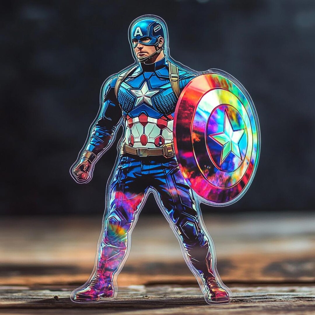 Captain America Holographic Sticker- for Laptop-notepad-water Bottle - Etsy