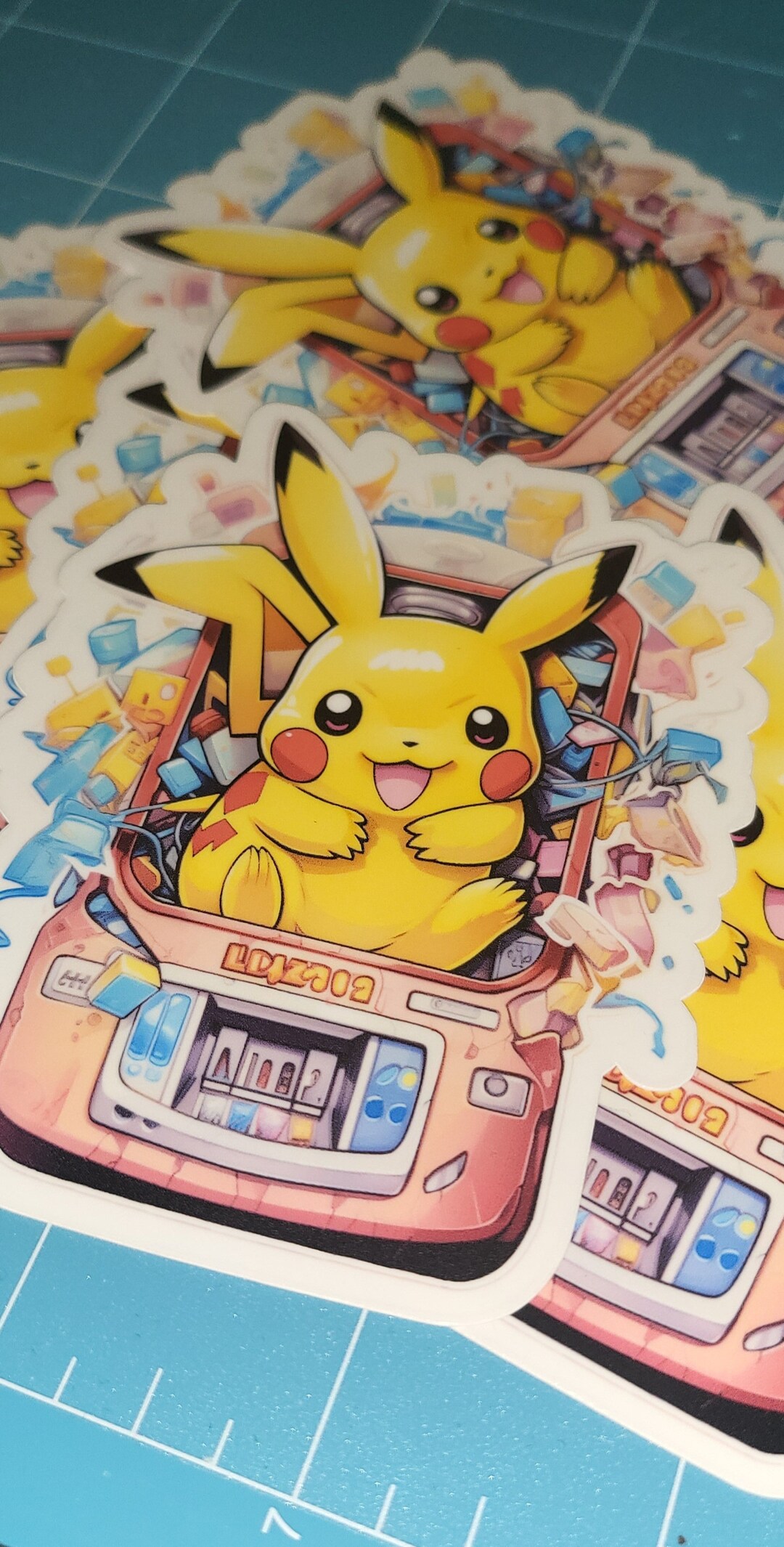 Pikachu Transparent Grabber Machine Sticker for Water Bottle, Note ...
