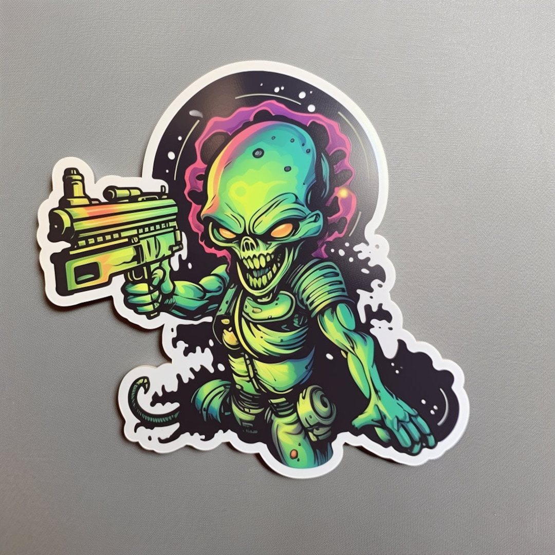 Alien Gun Concept Sticker, for Water Bottle, Note Pads, Game Console - Etsy