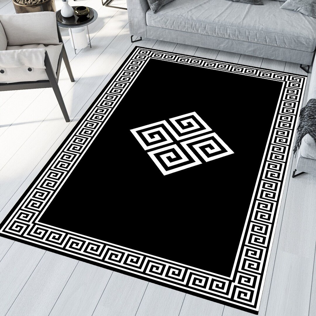 Ancient Greek Wave Pattern Rug, Roman Meander Pattern, Medusa Carpet ...