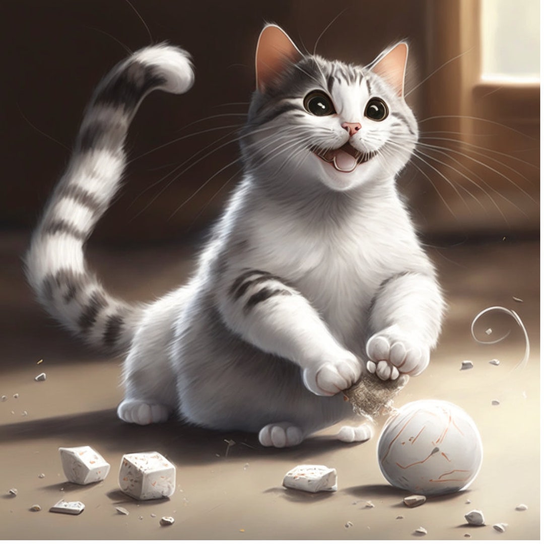 Cute Fun Cat Digital Print, Cat Picture, Printable 12x12 Picture, Print ...