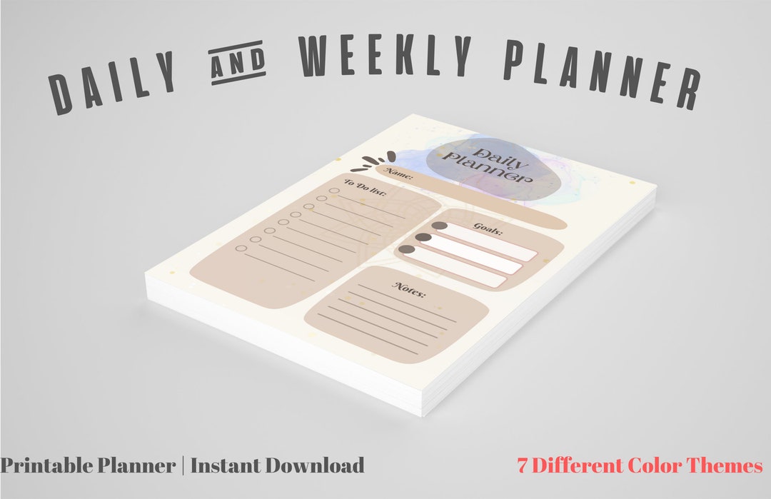 Printable Daily and Weekly 7 Planner Sets - Etsy