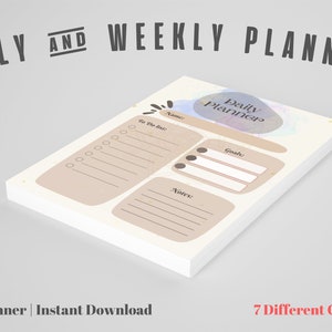 Printable Daily and Weekly 7 Planner Sets - Etsy