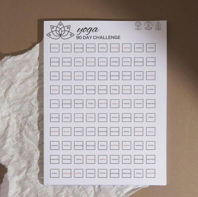 Printable Yoga Challenge 30/60/90 Days Yoga Tracker Yoga Journal - Etsy