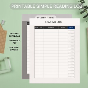 Printable Simple Reading Log / Tracker Book Log - Etsy