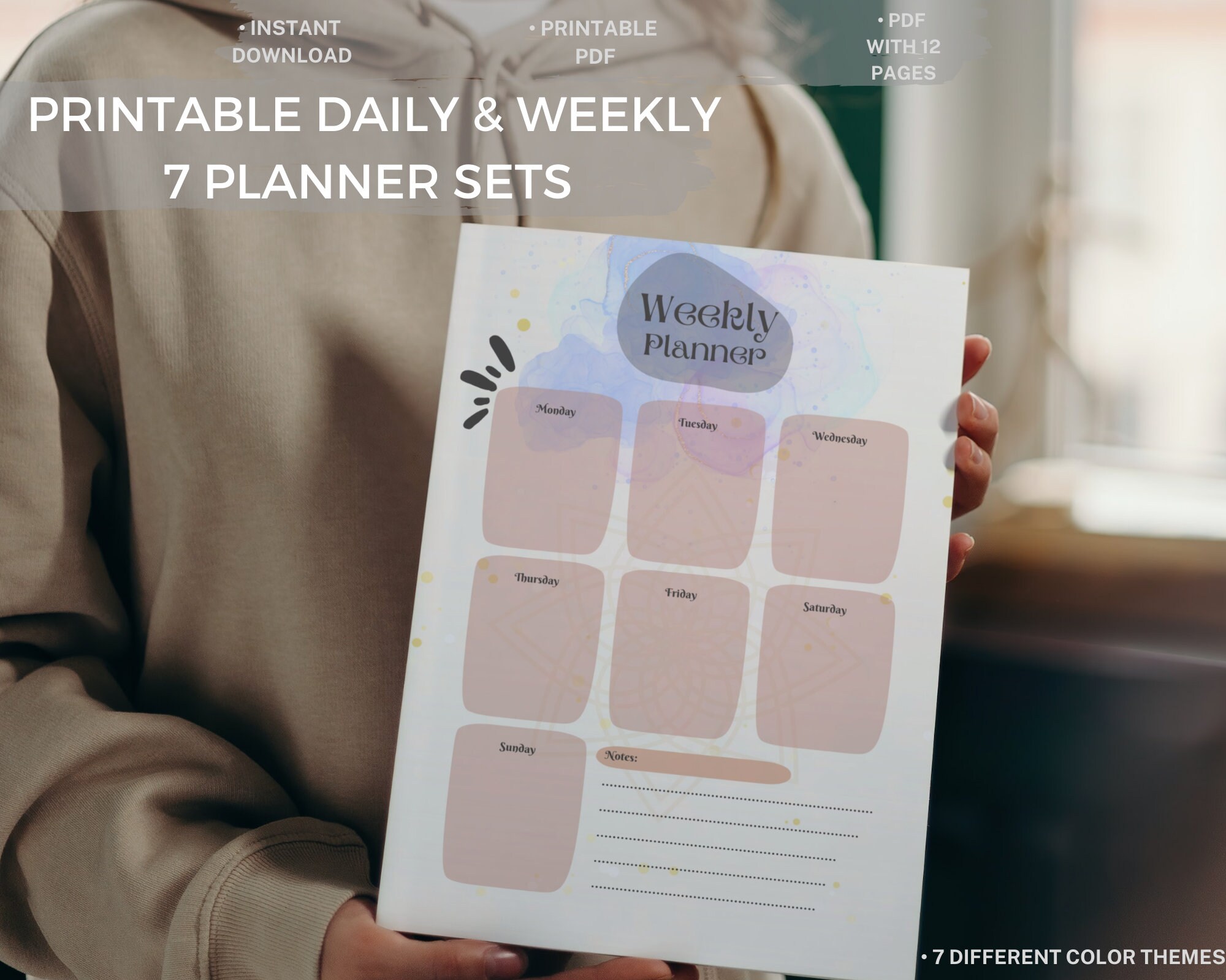 Printable Daily and Weekly 7 Planner Sets - Etsy