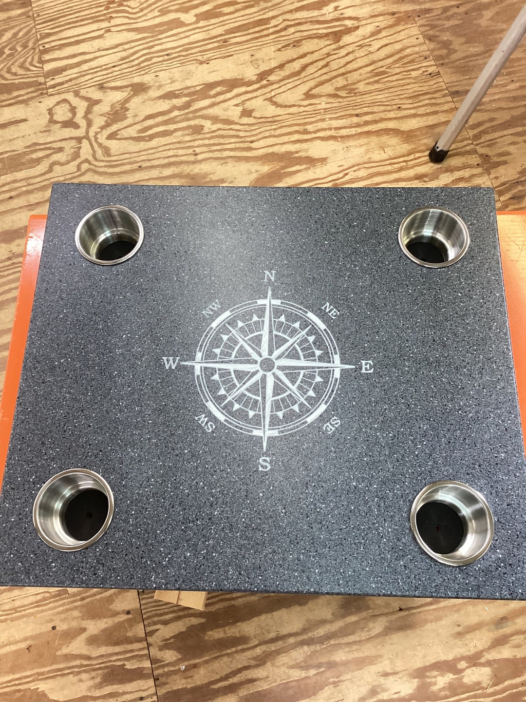 Custom, Square, Solid Surface, Compass Table Top 24x28x1.5 With 4 ...