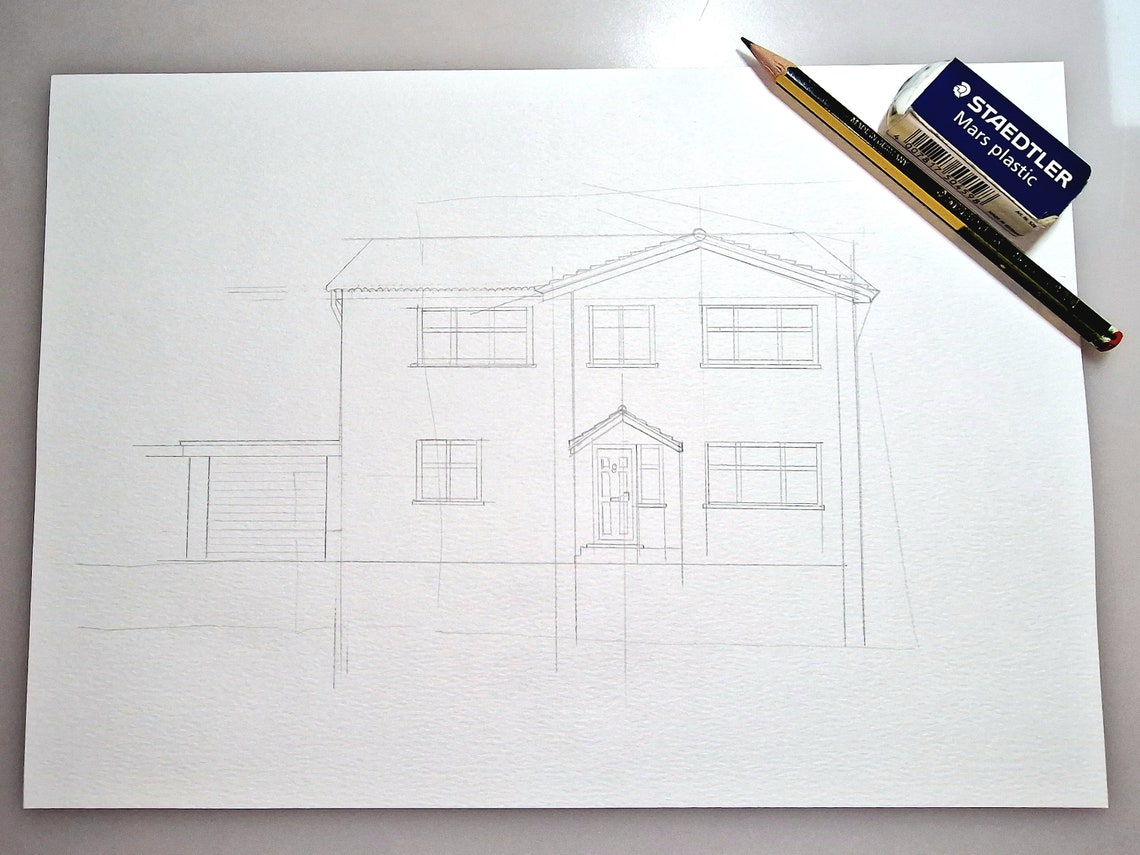 Bespoke Custom Hand Drawn House Portrait - Etsy