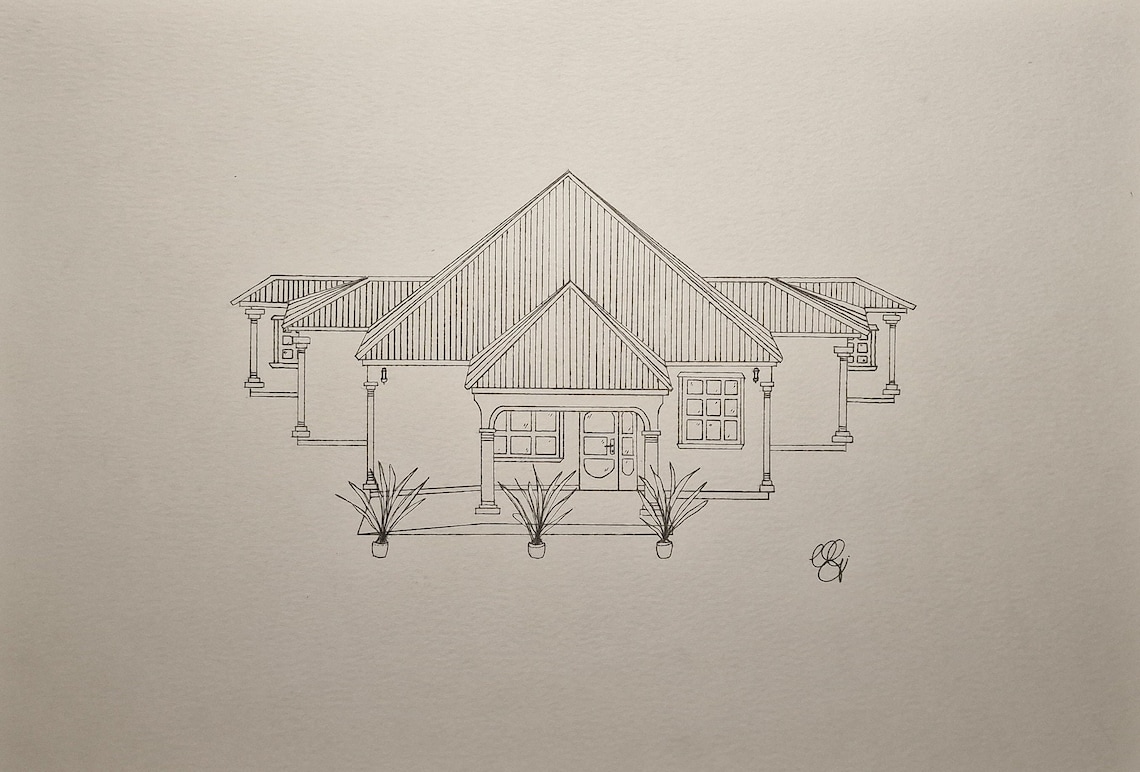 Bespoke Custom Hand Drawn House Portrait - Etsy