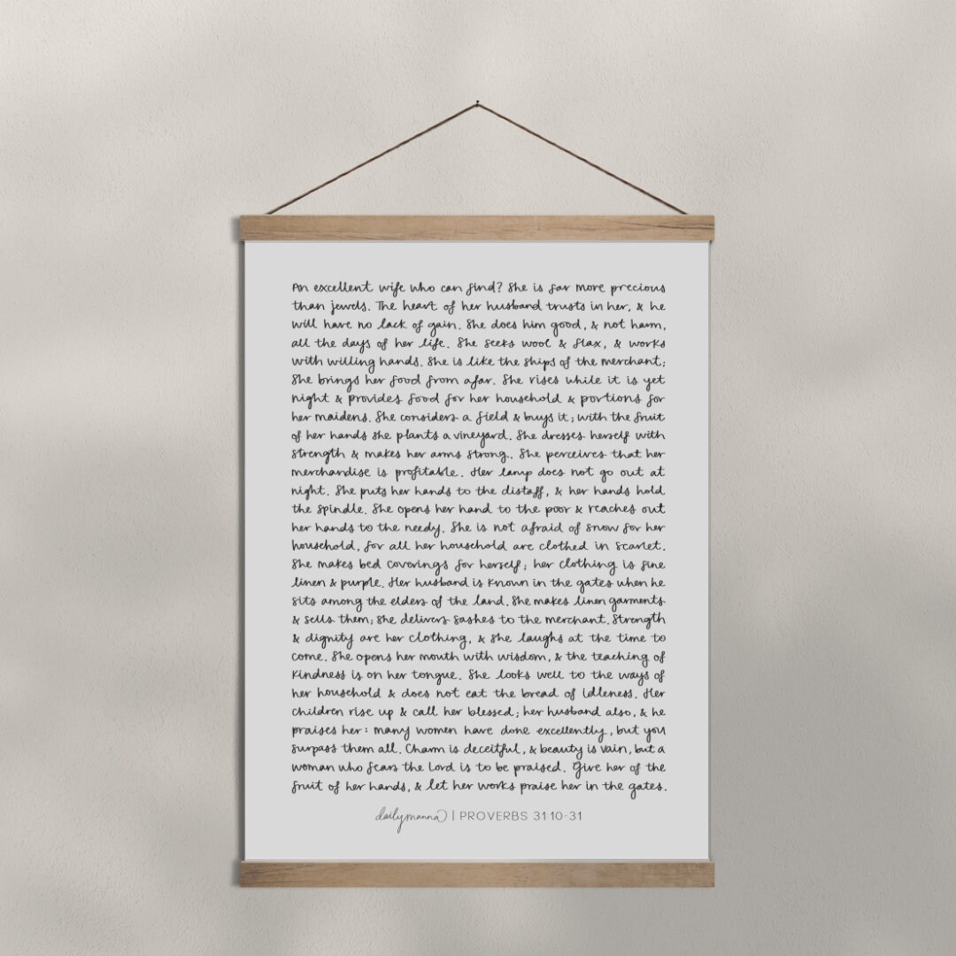 Proverbs 31:10-31 Handwritten Poster With Hanging Frame Bible Verse ...