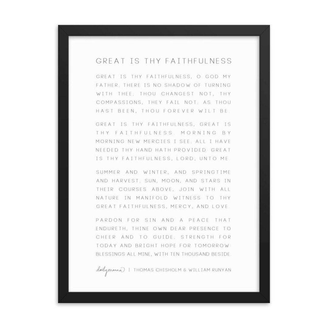 Great is Thy Faithfulness Hymn - Handwritten Font Framed Poster | Hymn ...