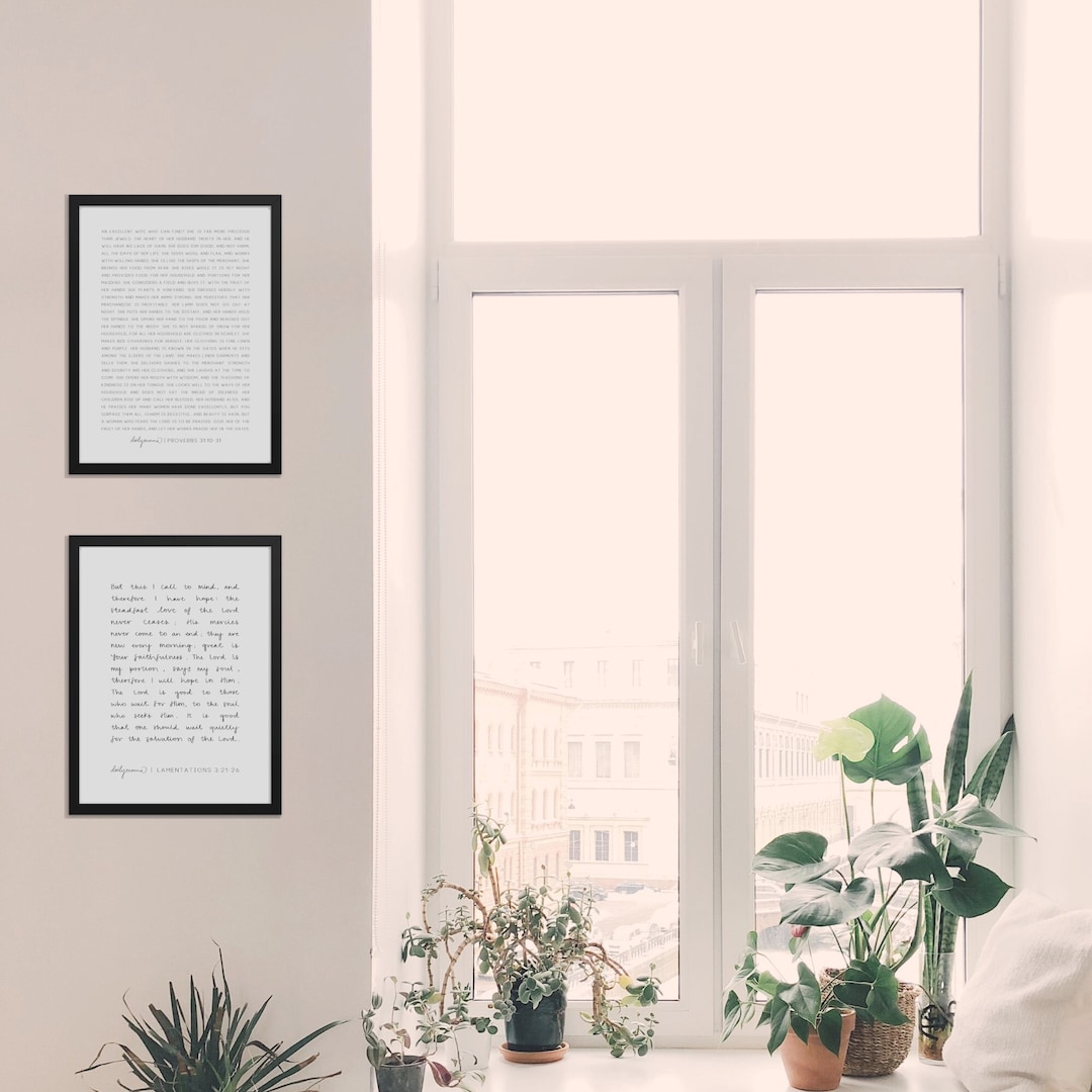 Proverbs 31:10-31 - Handwritten Font Framed Poster | Bible Verse Wall ...