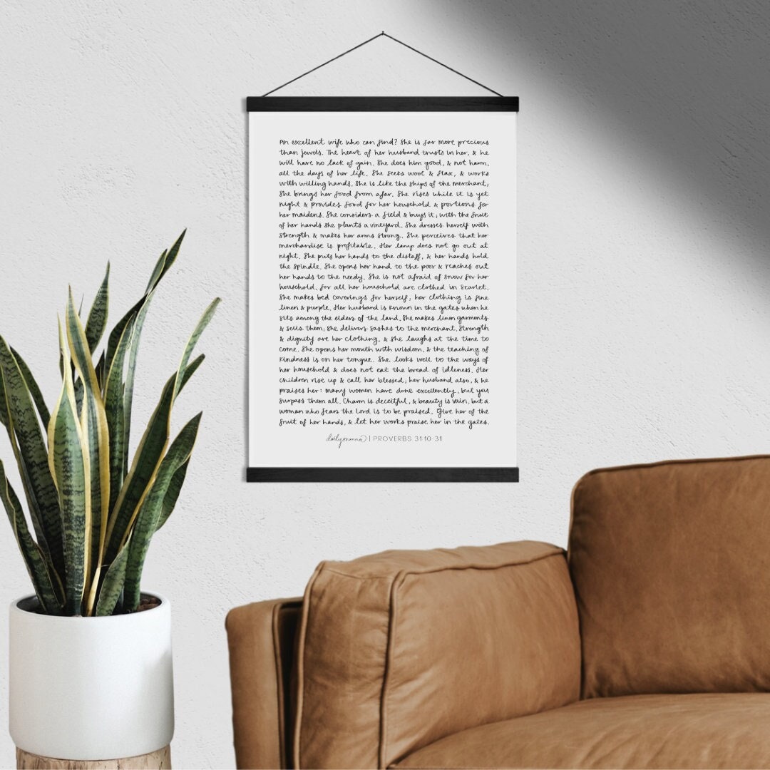 Proverbs 31:10-31 - Handwritten Poster With Hanging Frame | Bible Verse ...