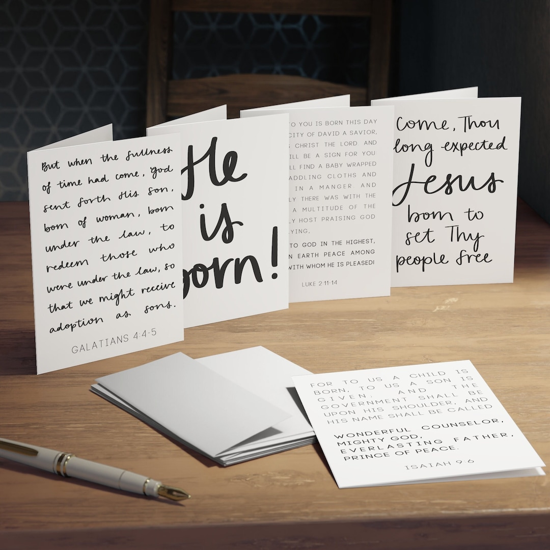 Christian Christmas Cards Bundle Set of 5 Handwritten Bible Verses ...