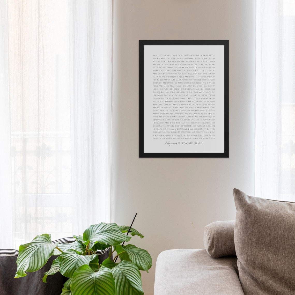 Proverbs 31:10-31 - Handwritten Font Framed Poster | Bible Verse Wall ...