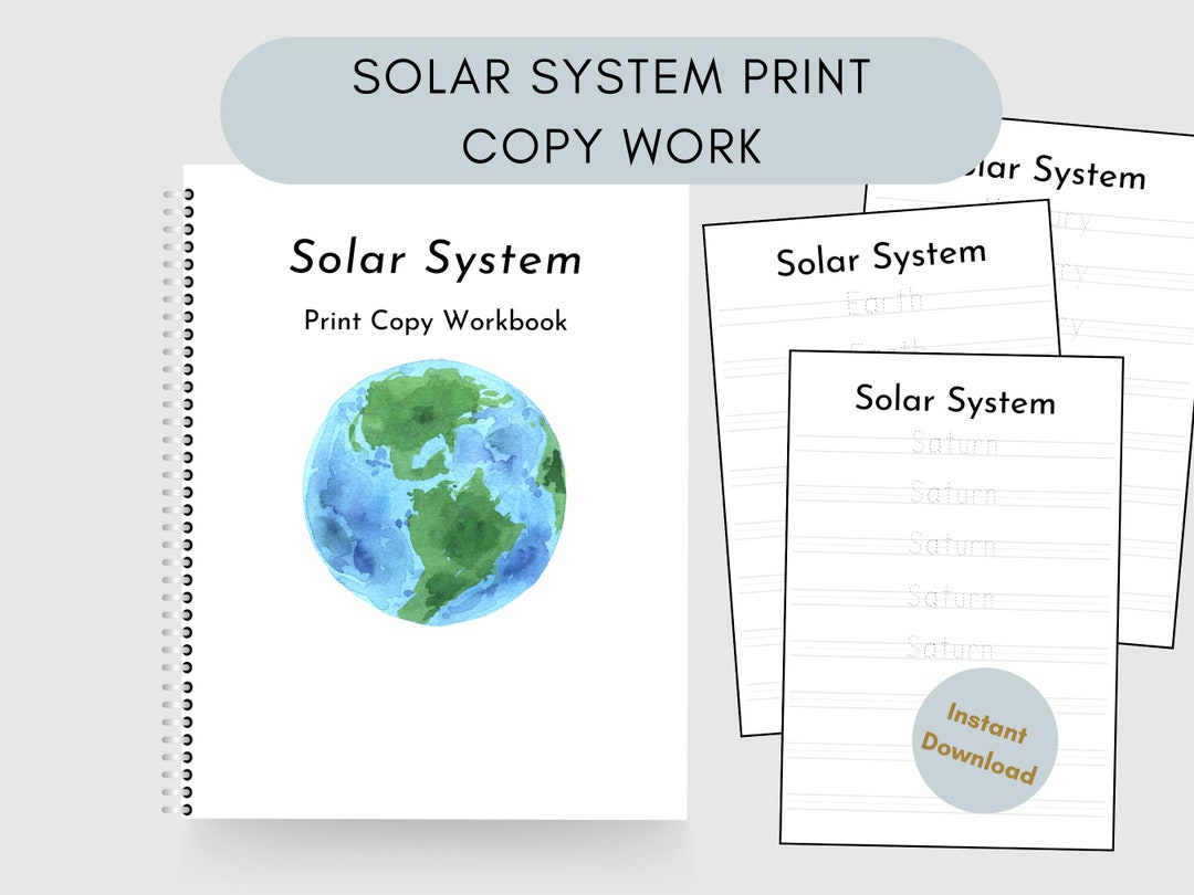 Print Copy Work Solar System Handwriting Practice Homeschool Printable ...