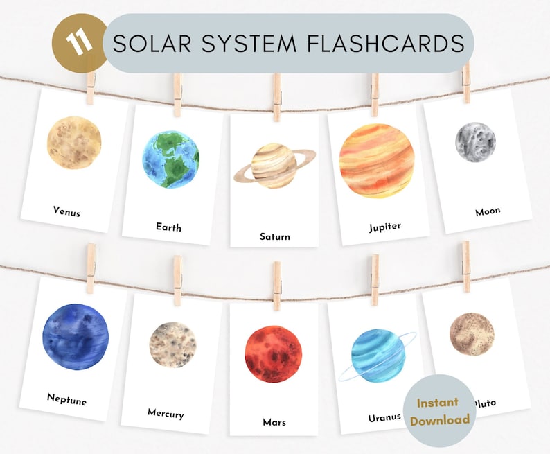 Solar System Flashcards | Instant Download | Learn Planets ...