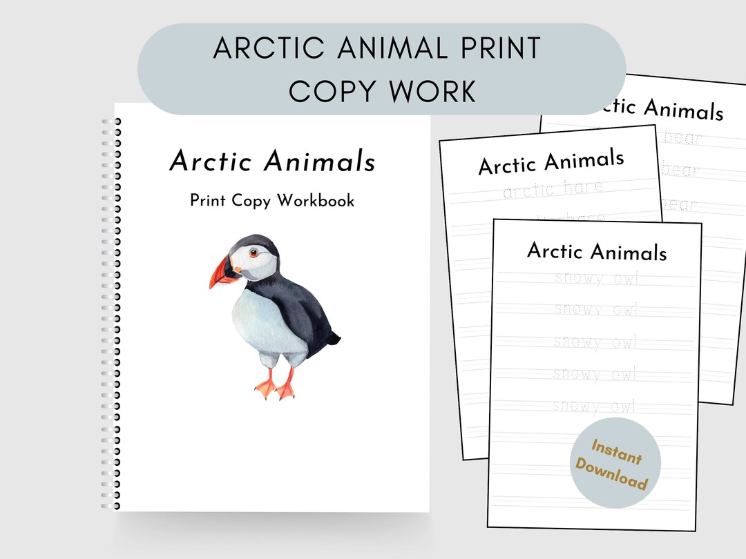 Print Copy Work Arctic Animals Handwriting Practice Homeschool ...