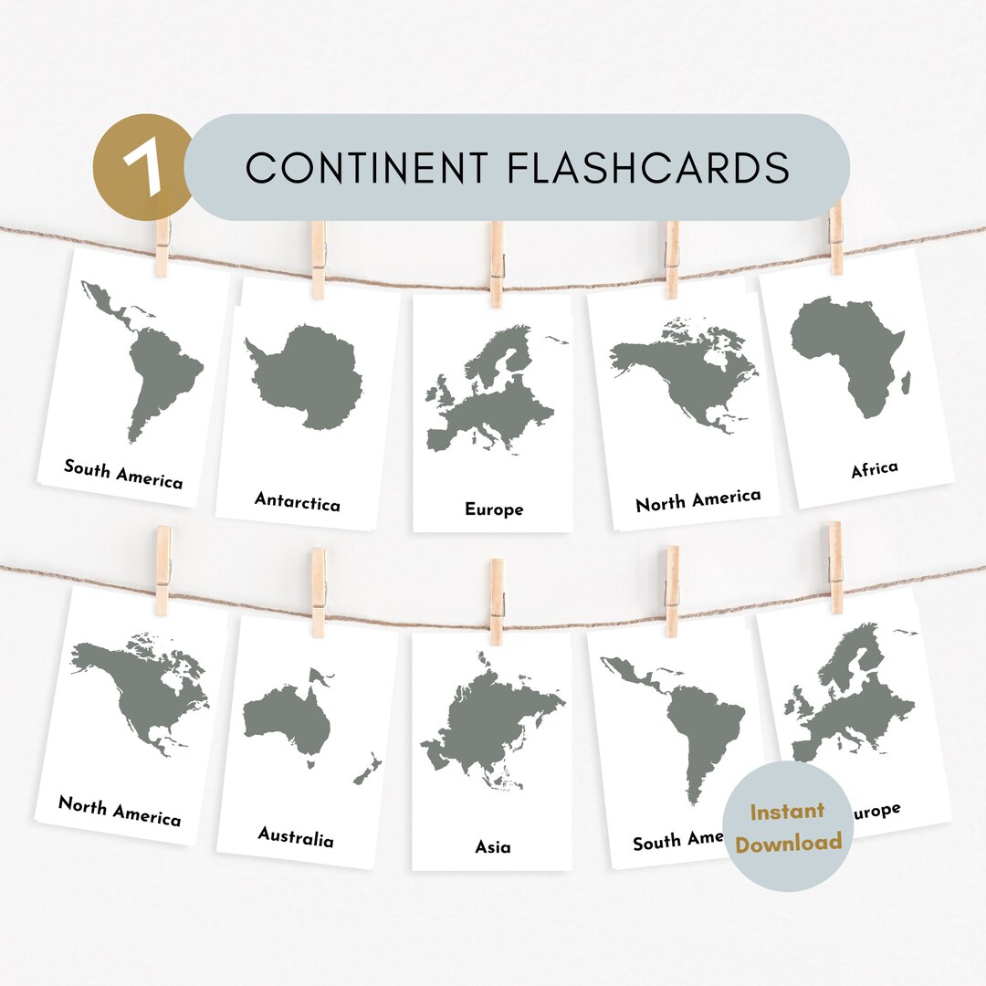 Continent Flashcards | Instant Download | Learn Geography | Geography ...