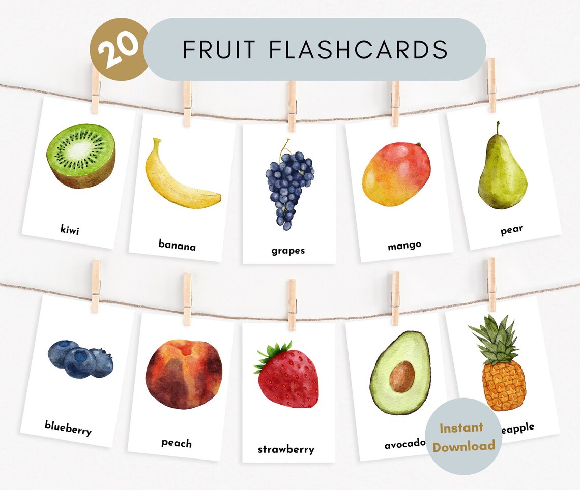 Fruit Flashcards | Instant Download | Educational Flashcards | Learn ...