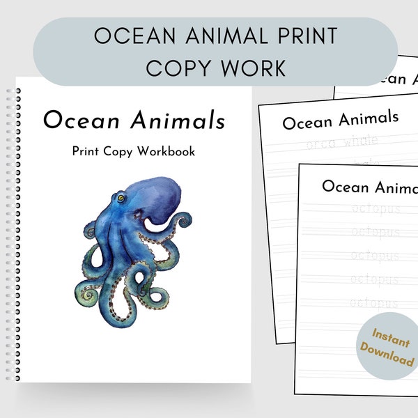 Ocean Animal Print Copywork - Etsy