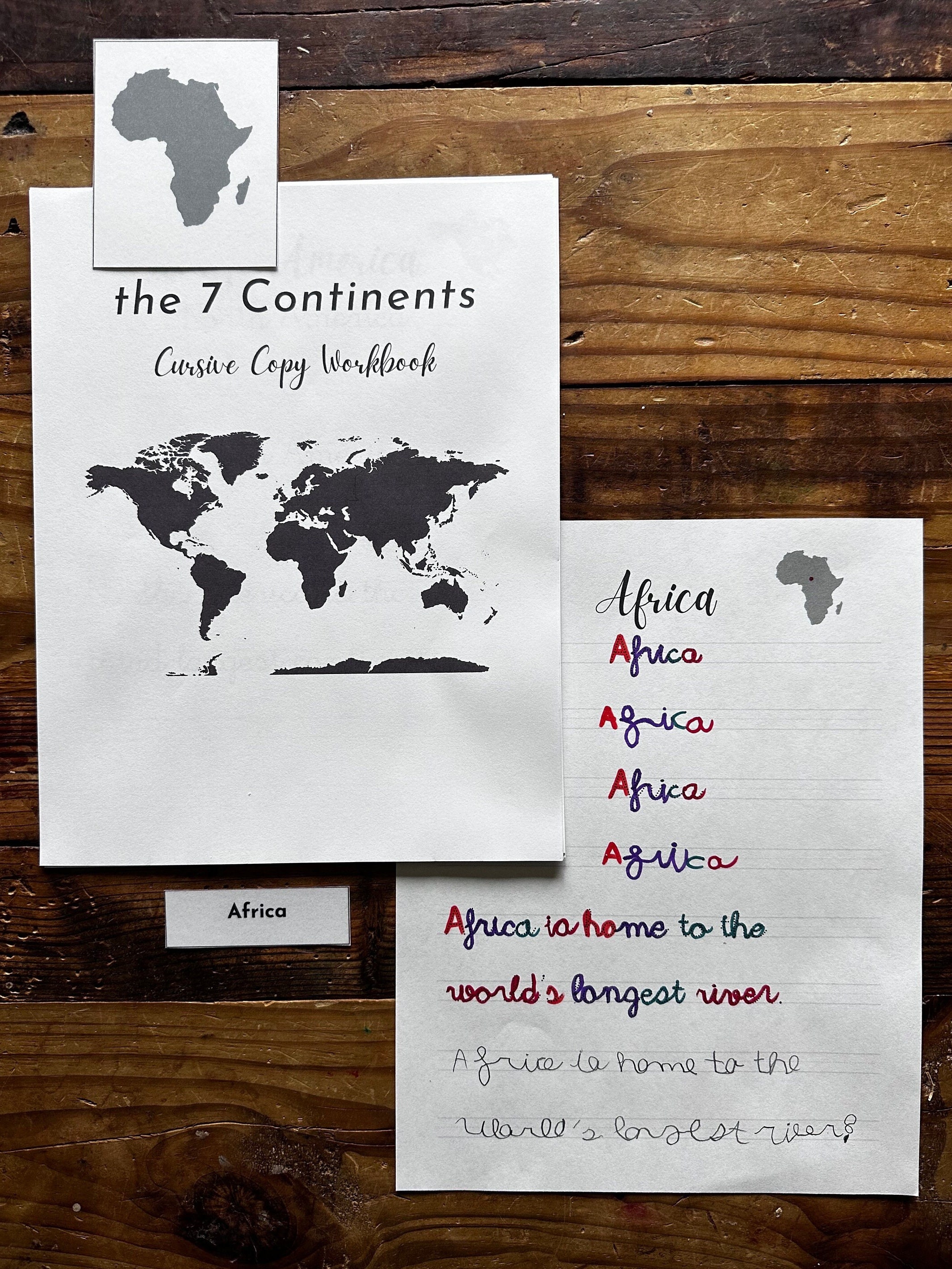 7 Continents Cursive Copy Work | Handwriting Practice | Geography ...