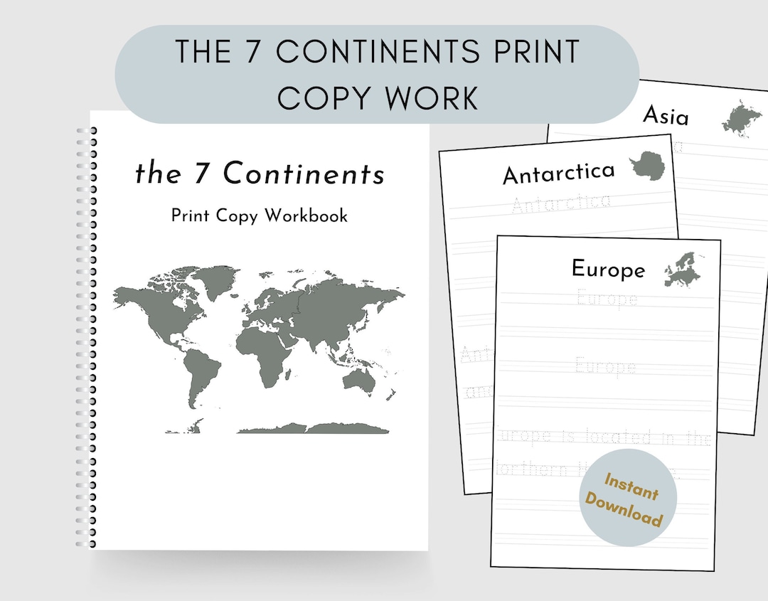 7 Continents Print Copy Work | Handwriting Practice | Geography ...