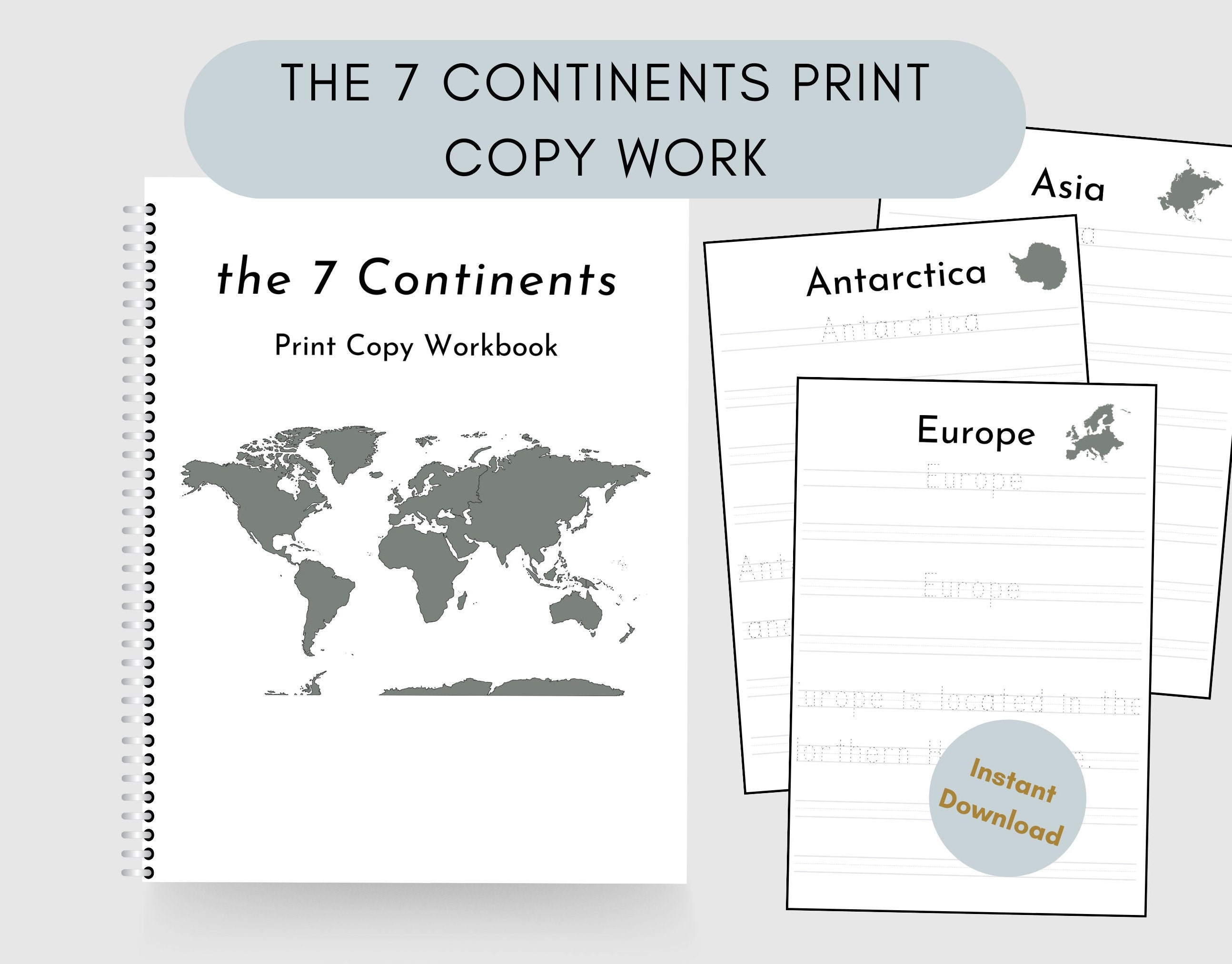 7 Continents Print Copy Work | Handwriting Practice | Geography ...