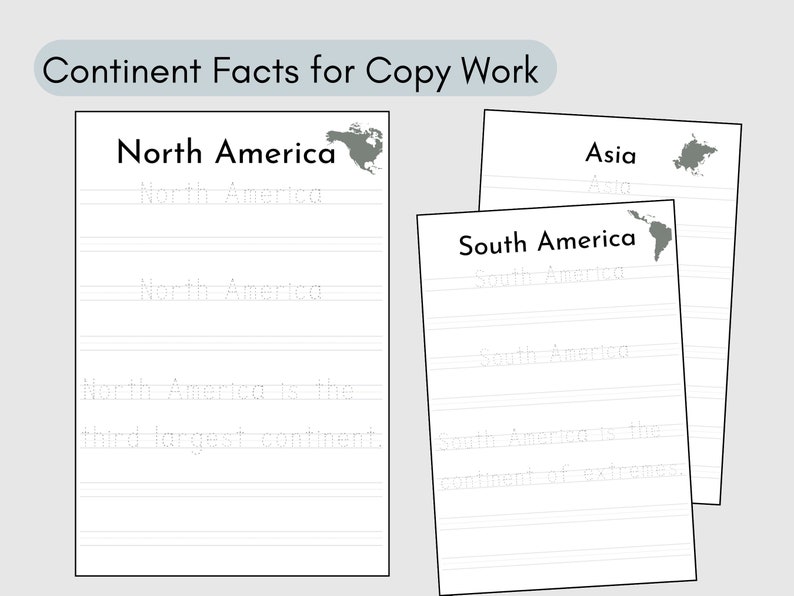 7 Continents Print Copy Work | Handwriting Practice | Geography ...