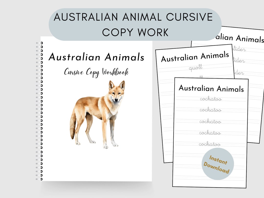 Cursive Copy Work Australian Animals | Handwriting Practice ...