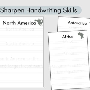 7 Continents Print Copy Work | Handwriting Practice | Geography ...