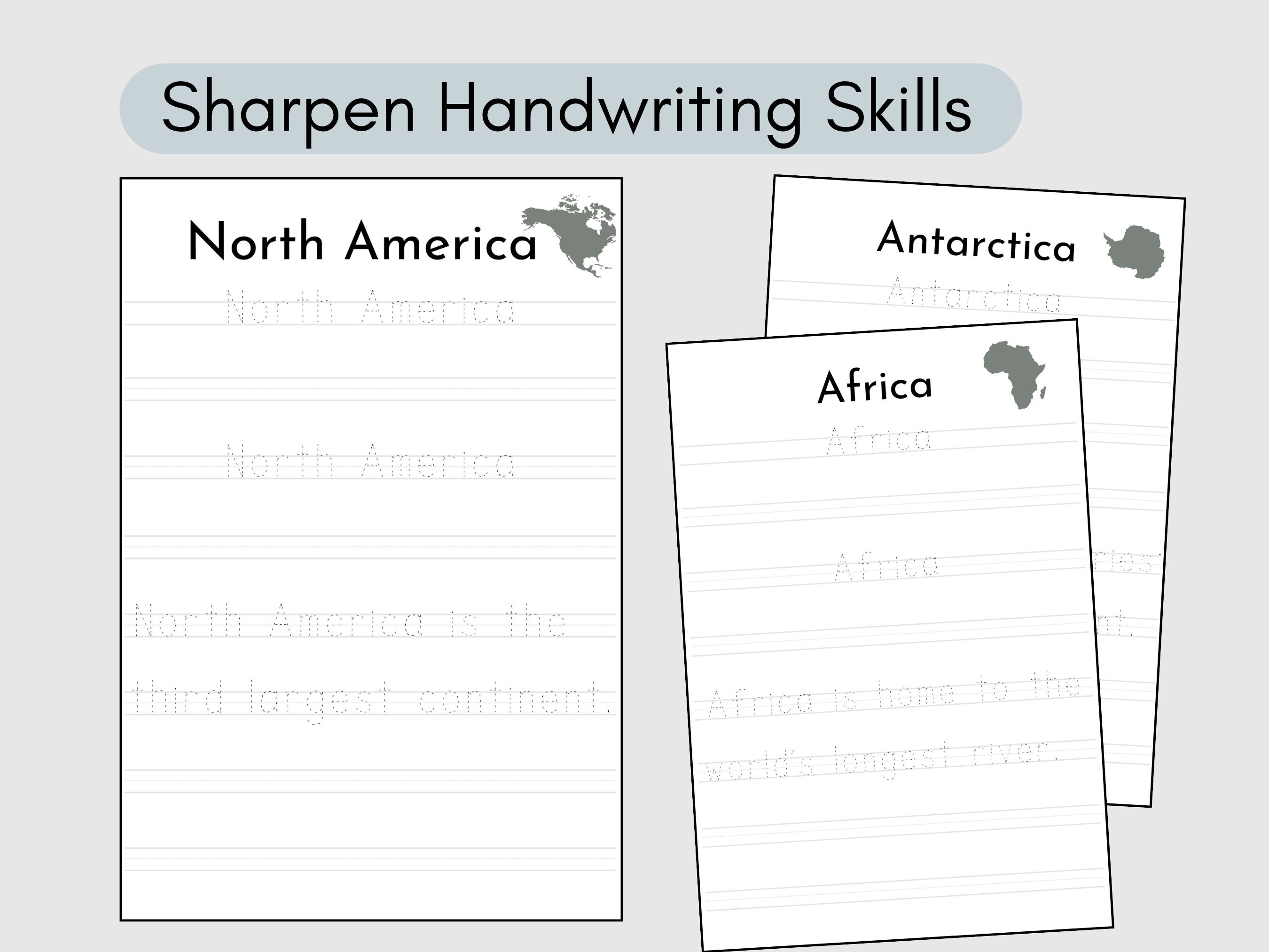 7 Continents Print Copy Work | Handwriting Practice | Geography ...