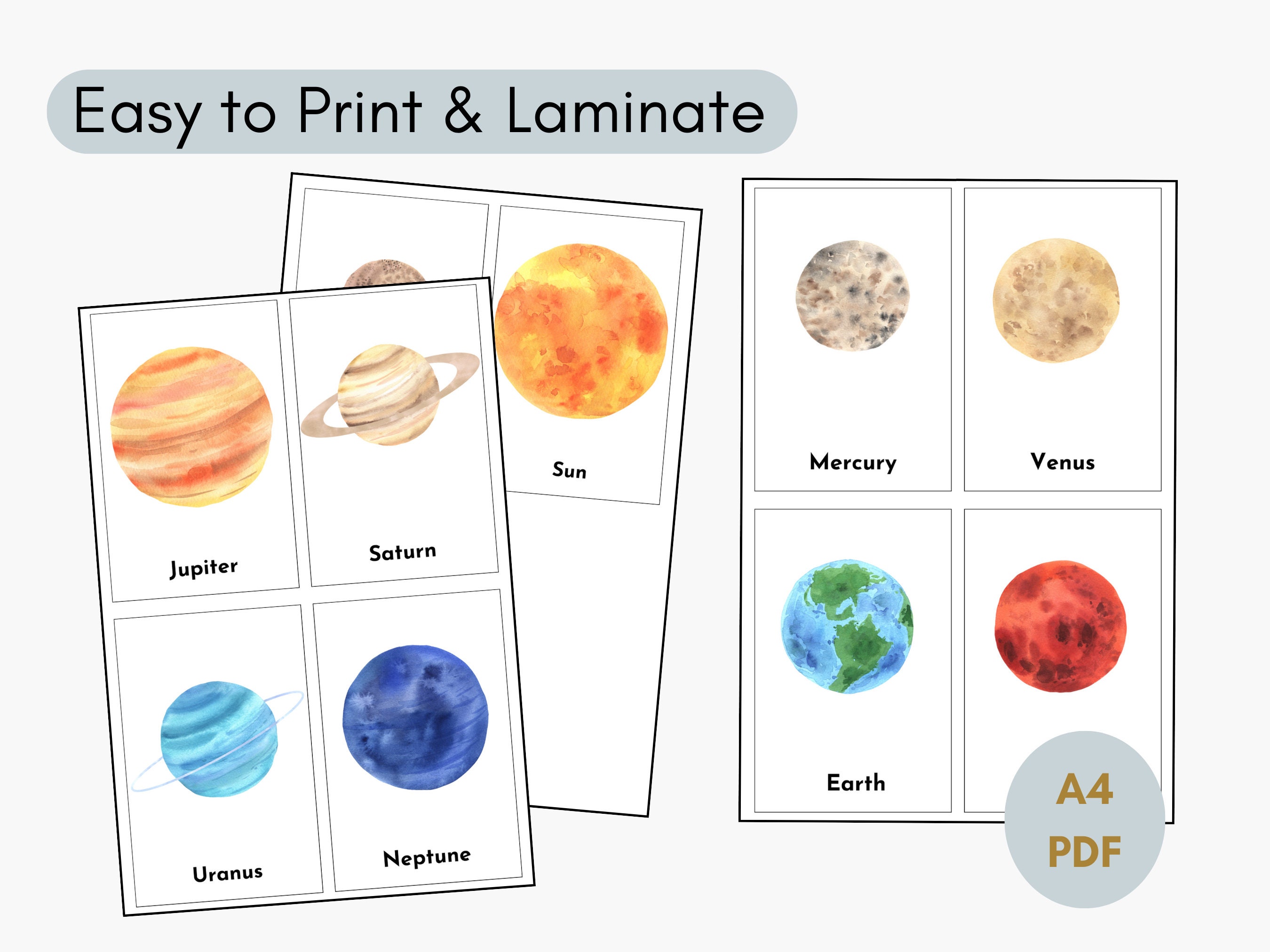 Solar System Flashcards | Instant Download | Learn Planets ...